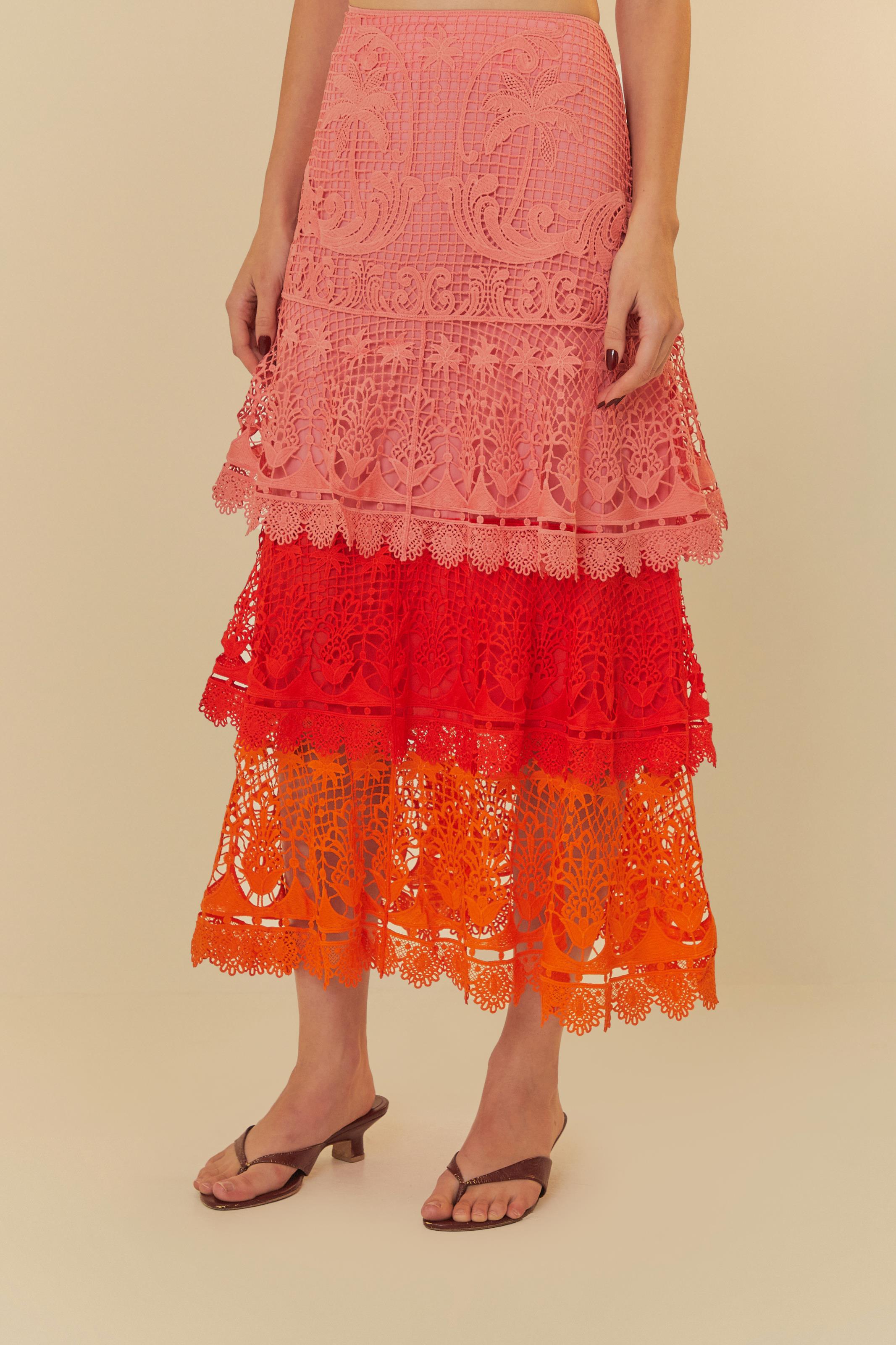 Falda Volantes Guipur Degrade - FARM