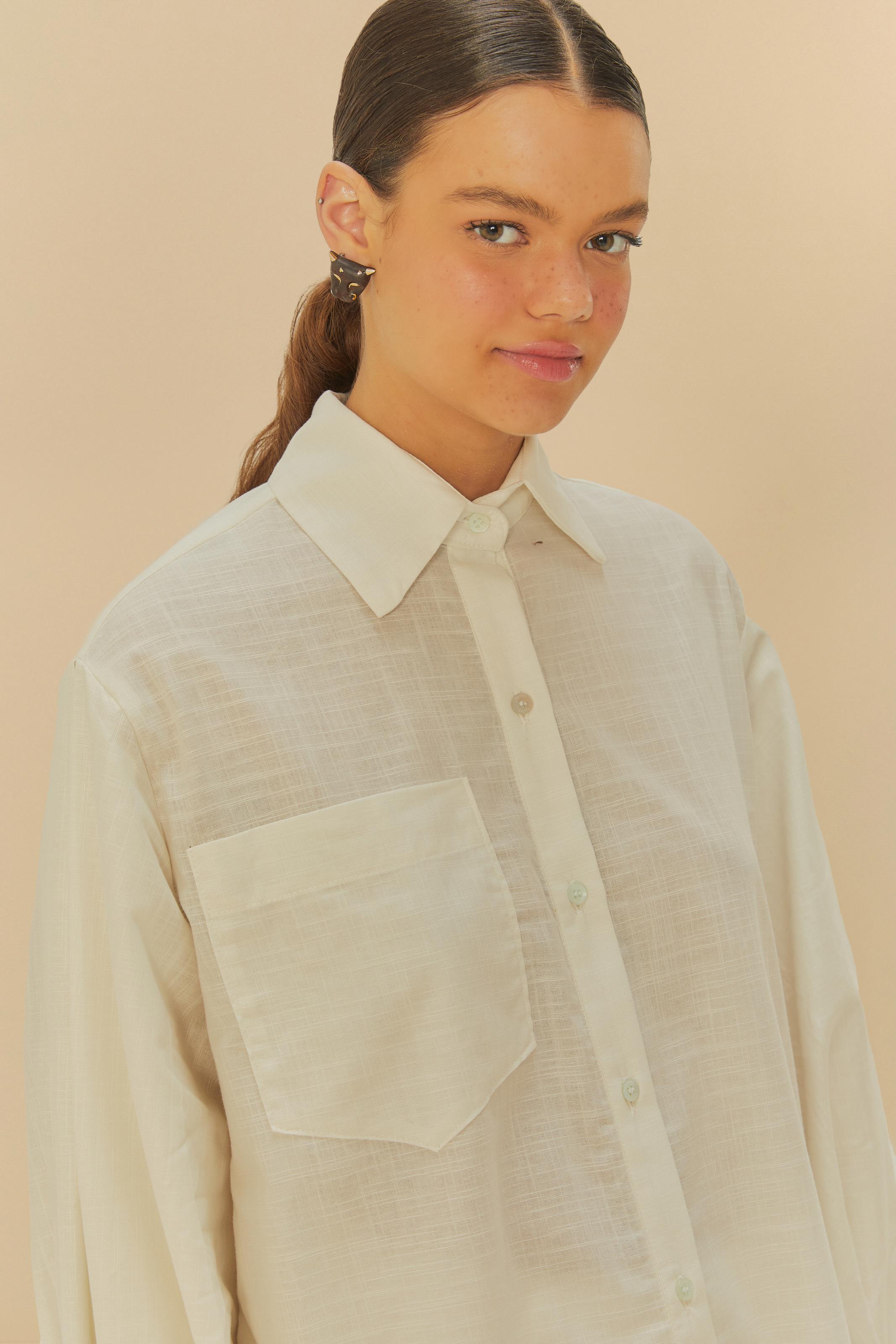 Camisa con Mangas de Pliegues